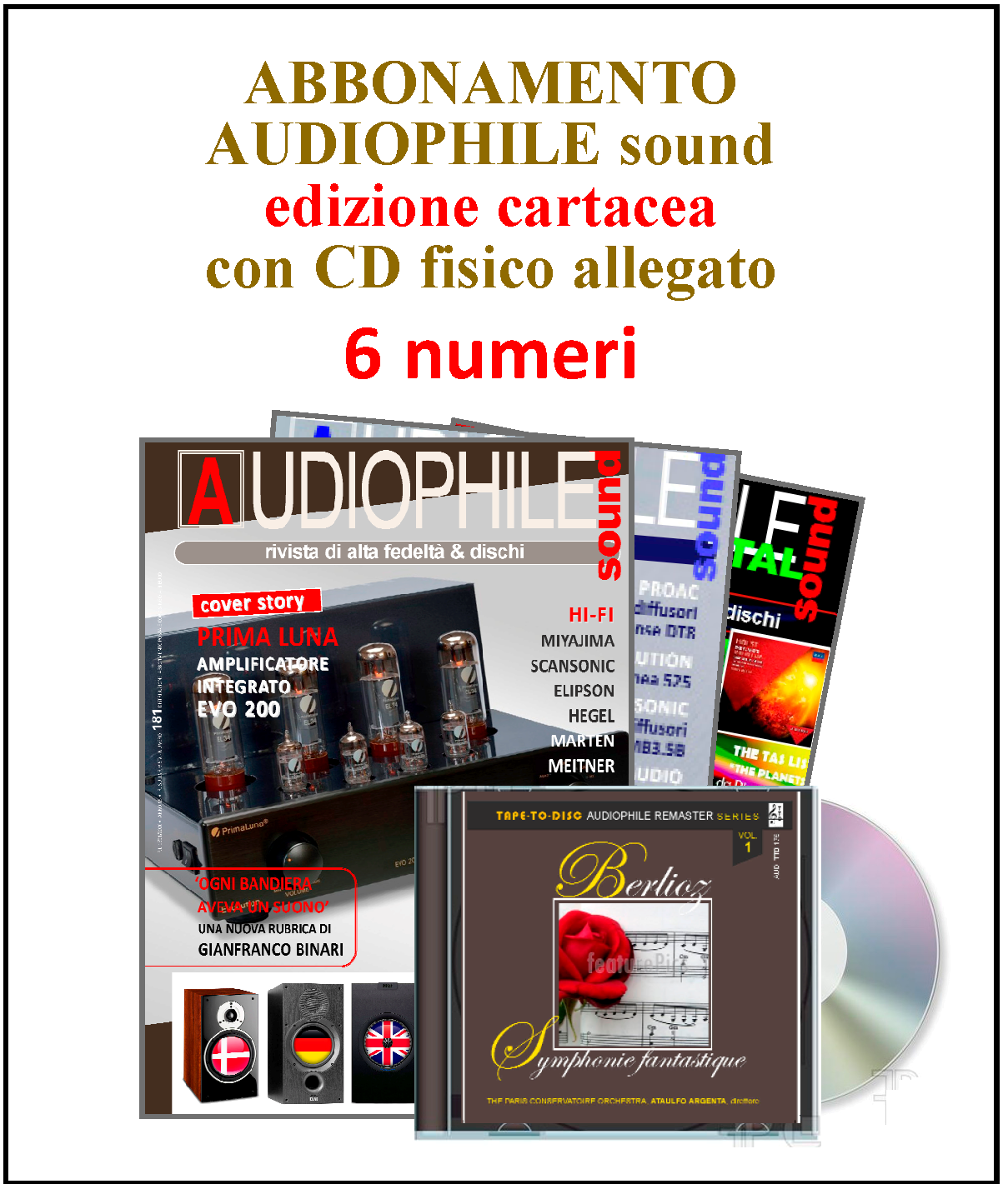 Subscription 6 issues: AUDIOPHILE sound magazine ed. card with physica ...